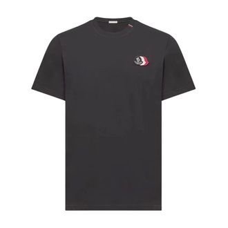 Moncler Homme, Tops, Bleu, Taille: S T-shirt &agrave; manches courtes avec logo