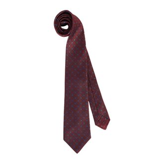 Kiton Gemusterte Seidenkrawatte 8 CM Linear - - Accessories - Herren - Braun - ONE SIZE