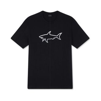 Paul & Shark Baumwolljersey-T-Shirt mit reflektierendem Hai-Print - - Tops - Herren - Schwarzk - L