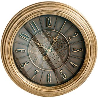 Beliani Horloge Murale Classique Cadre en Fer 50 cm Ronde Accessoire D&eacute;coratif Dor&eacute;e Caudete