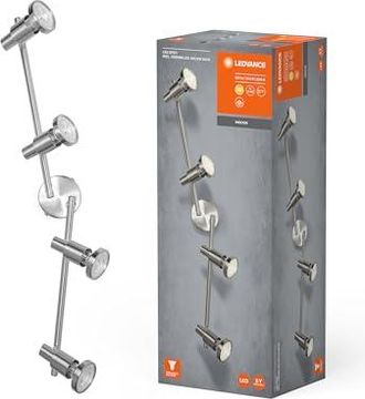 Ledvance LED Spotlight, 4-flammiger hochwertiger Spotstrahler aus Aluminium, geeignet für Wand und Decke Innen, austauschbare GU10-Leuchtmittel enthalten, Warm