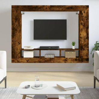 vidaXL Meuble tv ch&ecirc;ne fum&eacute; 152x22x113 cm bois ding&eacute;nierie