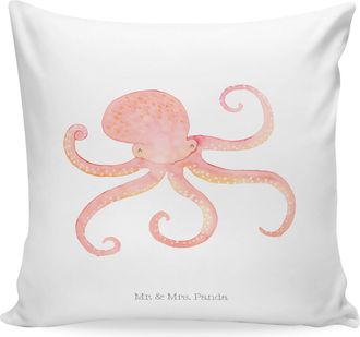 Mr. & Mrs. Panda Sitzkissen Tintenfisch - Geschenk, Kissen 40x40 Waschbar, sofakissen, Motivkissen, Ozean, Kissenbezug 40x40, Wasser, Gute Laune