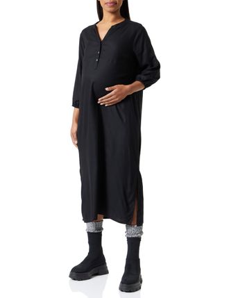 Mama Licious Mamalicious Damen MLMISTY LIA 3/4 WO MIDI Dress 2F Kleid, Black, Medium