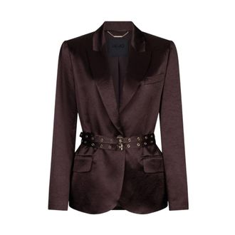 Liu Jo Femme, Vestes, Brun, Taille: 42 FR Blazer Satin&eacute; avec Ceinture