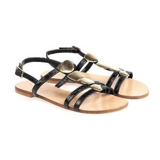 Baldinini Leder-Sandalen mit rundem Zehenbereich und dekorativer Applikation - - Shoes - Damen - Schwarzk - 36 EU