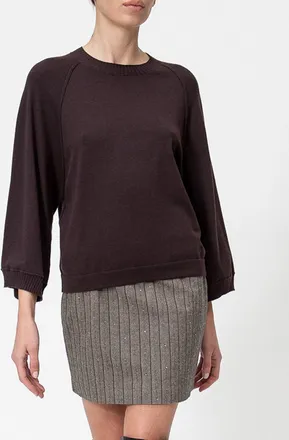 Twinset Lang&auml;rmliger Pullover mit Rundhalsausschnitt und Rippb&uuml;ndchen