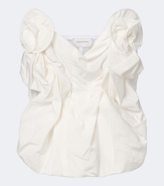 Magda Butrym Top bustier en coton et soie &agrave; appliqu&eacute;s