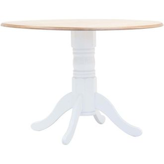 vidaXL Vidaxl - Table de salle &agrave; manger 106 cm en bois dh&eacute;v&eacute;a massif - Surface polie et laqu&eacute;e - Couleur blanc et marron - Pour 4 personnes