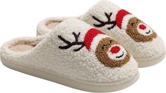 Generic Pantoufles de Noël pour homme et femme - Légères et moelleuses - Amusantes et confortables - En peluche - Chaudes - À enfiler - Pour intérieur et exté