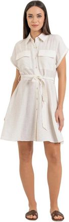 Kocca Femme, Robes, Blanc, Taille: 42 FR Abito chemisier cintura in tessuto