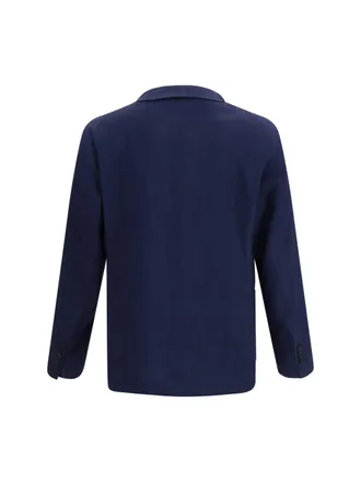 Tagliatore Mens Single-Breasted Jacket Herringbone Fabric Blu