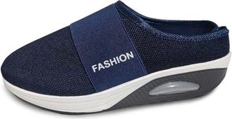 Generic Pantoufles d&eacute;t&eacute; tendance pour femme - Couleur unie - Maille fine - Confortables et antid&eacute;rapantes - Pour la plage - Bleu fonc&eacute; - Taille 3,5