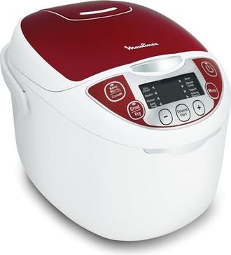 Moulinex Multicuiseur électrique, 12fonctions, Facilité dutilisation, Cuisson intelligente, Utilisation pratique, Nettoyage facile, MK7051F1, Rouge et Blanc
