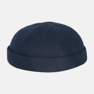 Hanseheld Docker Cap Leinen Blau Kurz Flach Segler Sailor