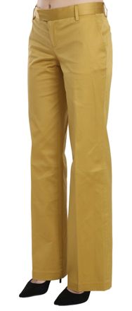 Just Cavalli Womens Straight Formal Cotton Trousers Yellow Elastane