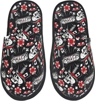 Generic Casino Vintage Skull Femme Homme Pantoufles Chaud Chaussures De Maison Antid&eacute;rapantes Chaussons Pour Maison Ext&eacute;rieur Hiver L
