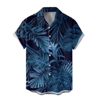 Generic Chemise hawa&iuml;enne d&eacute;contract&eacute;e pour homme boutonn&eacute;e dr&ocirc;le de croisi&egrave;re hawa&iuml;enne palmier chemise &agrave; manches courtes floral cara&iuml;bes tropical tendance &eacute;