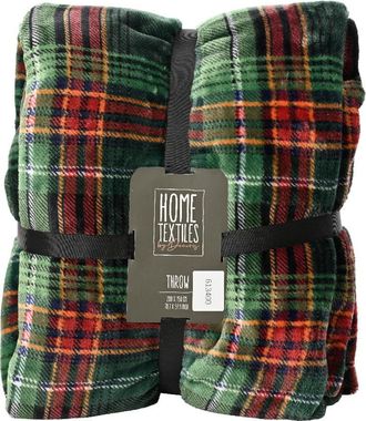 Kaemingk Kuscheldecke Fleecedecke 150x200cm grün rot kariert - warme Karo Decke mit Schottenmuster