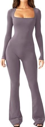Generic Combinaison &agrave; manches longues et taille haute pour femme - Jambe large - Style d&eacute;contract&eacute; - &Eacute;l&eacute;gante f&ecirc;te - Bureau, 3, L
