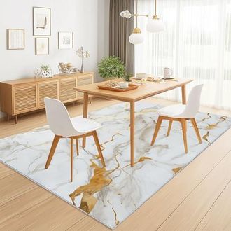 Generic Blanc Lavable en Machine Tapis Salon des Motifs Une Texture, 160 x 230 cm Doux Tapis de Sol Pelucheux Dessous Antid&eacute;rapant, Entree Interieur Chambre C