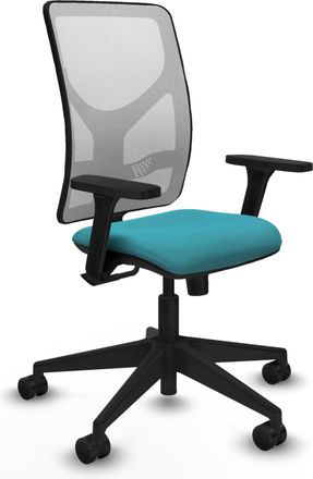 Piqueras y Crespo B&uuml;rostuhl aus Stoff, h&ouml;henverstellbar, mit Rollen und 3D-Armlehnen, h&ouml;henverstellbare Lendenwirbelst&uuml;tze, 3-fach verstellbar, Wei&szlig; / T&uuml;rkis