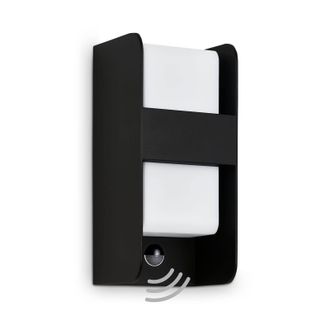 Telefunken Außenlampe mit Bewegungsmelder, Wandlampe IP44, Dämmerungssensor, E27, Schwarz-Weiß, 255x120x115 mm (LxBxH) (321105TF)