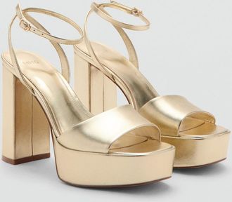 Mango Sandales talon effet m&eacute;tallis&eacute; or - Femme - 35 - MANGO