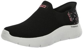 Skechers Go Walk Flex Sunset Rose Baskets à Enfiler Mains Libres pour Femme, Noir/Rose, 43 EU