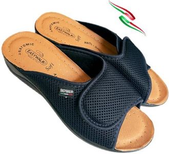 Easywalk Chaussons sanitaires légers à déchirer plante anatomique confortable fond Soft chaussons PRIMULA vegan friendly made in Italy, bleu foncé, 37 EU