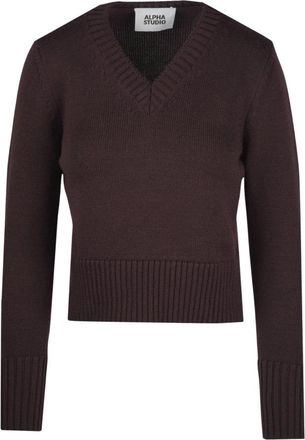 Alpha Studio V-Ausschnitt Strickware - - Knitwear - Damen - Braun - XL