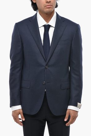 Corneliani Halbgef&uuml;ttertes Sakko LEADER Aus Schurwolle Mit Birds-Eye-Muster Corneliani