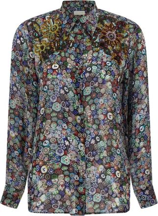 Dries Van Noten Chemise en Viscose Brod&eacute; - Femme - Blouses et Chemises - Multicolore - Taille: 38 FR