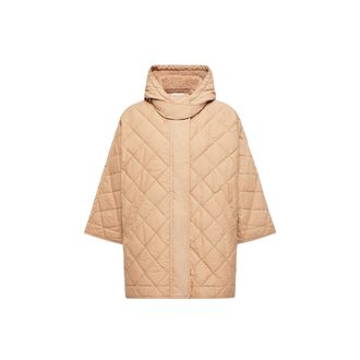 Moncler Moncler Cape &Agrave; Capuche Et Matelassage En Losanges, Femme, Beige, Taille: Uni