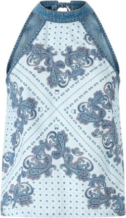 Pinko Pinko, Femme, Tops, Multicolore, Taille: 36 FR Top En Jeans Stampa Foulard