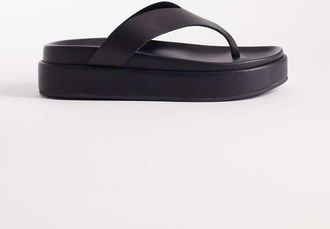 Tony Bianco Jetta - Sandales &agrave; plateforme et entredoigt en cuir - Noir