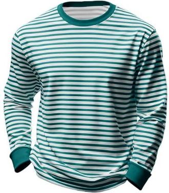 Generic T-shirt ray&eacute; pour homme et femme - Rouge et blanc - Large - Ray&eacute; - T-shirt &agrave; manches longues - Col rond - Classique - Sweat-shirt pour les loisirs - T