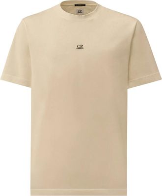 C.P. Company C.p. Company, Homme, Tops, Beige, Taille: M T-Shirt Manches Courtes en Jersey Merceris&eacute; 70/2 Gasato