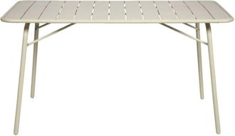 Sweeek Table de jardin pliante m&eacute;tal 6 places. beige. Amelia. 140x80cm. traitement antirouille. lattes et bords arrondis