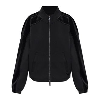 Emporio Armani Sweatshirt mit Samt-Seitenstreifen - - Sweatshirts & Hoodies - Damen - Schwarzk - S