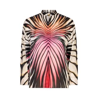 Roberto Cavalli Femme, Blouses et Chemises, Multicolore, Taille: 42 FR Chemise en soie imprim&eacute;e Ray Of Paradise