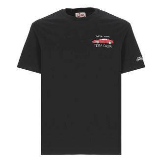 Saint Barth Schwarzes Baumwoll-T-Shirt mit Stickerei - - Tops - Herren - Schwarzk - XL