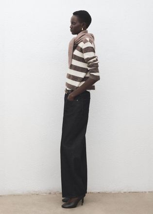 Mango Pull-over en maille &agrave; rayures marron - Femme - XS - MANGO