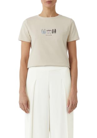 Comma Jersey-T-Shirt aus Baumwollmix mit Print