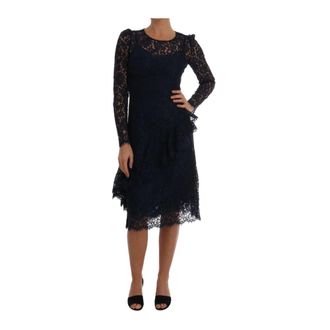 Dolce & Gabbana Elegantes Blumen Spitze A-Linie Kleid - - Dresses - Damen - Schwarzk - S