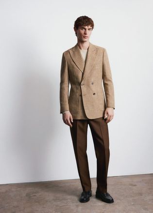 Mango Blazer slim-fit crois&eacute; tissu Lanificio Campore orange - Homme - 46 - MANGO MAN