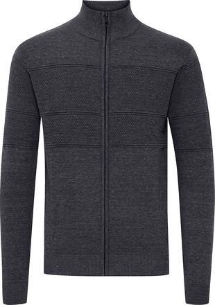 11 Project PRYannik Herren Strickjacke Cardigan Feinstrick mit Stehkragen und Rei&szlig;verschluss, Gr&ouml;&szlig;e:3XL, Farbe:Dark Grey Melange (1940071)