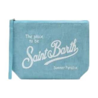 MC2 Saint Barth Femme, Sacs, Bleu, Taille: ONE Size Aline Linen Clutch Bag