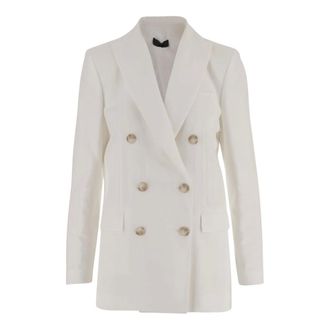 F.it Femme, Vestes, Blanc, Taille: 44 FR Veste crois&eacute;e en viscose et lin