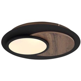 Globo Lighting Deckenlampe Deckenleuchte Backlight Esszimmerlampe schwarz Holzoptik LED D 48 cm